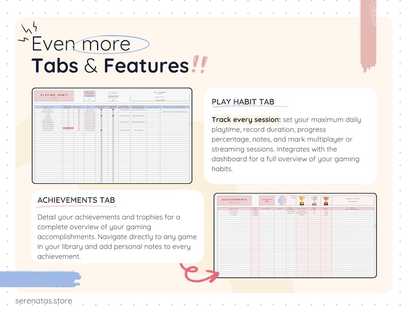 Gaming Tracker Spreadsheet Google Sheets Game Log Progress Planner ...