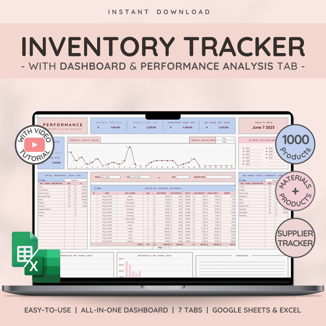Product & Materials Inventory Template for Tracking and - Etsy