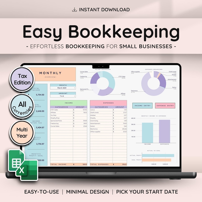 Rainbow Expense Tracker - Etsy