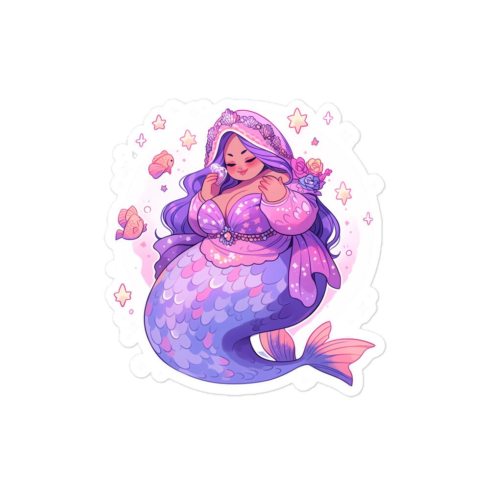Hijabi Mermaid Sticker, Plus Size Mermaid Sticker, Cute Ocean Lover ...