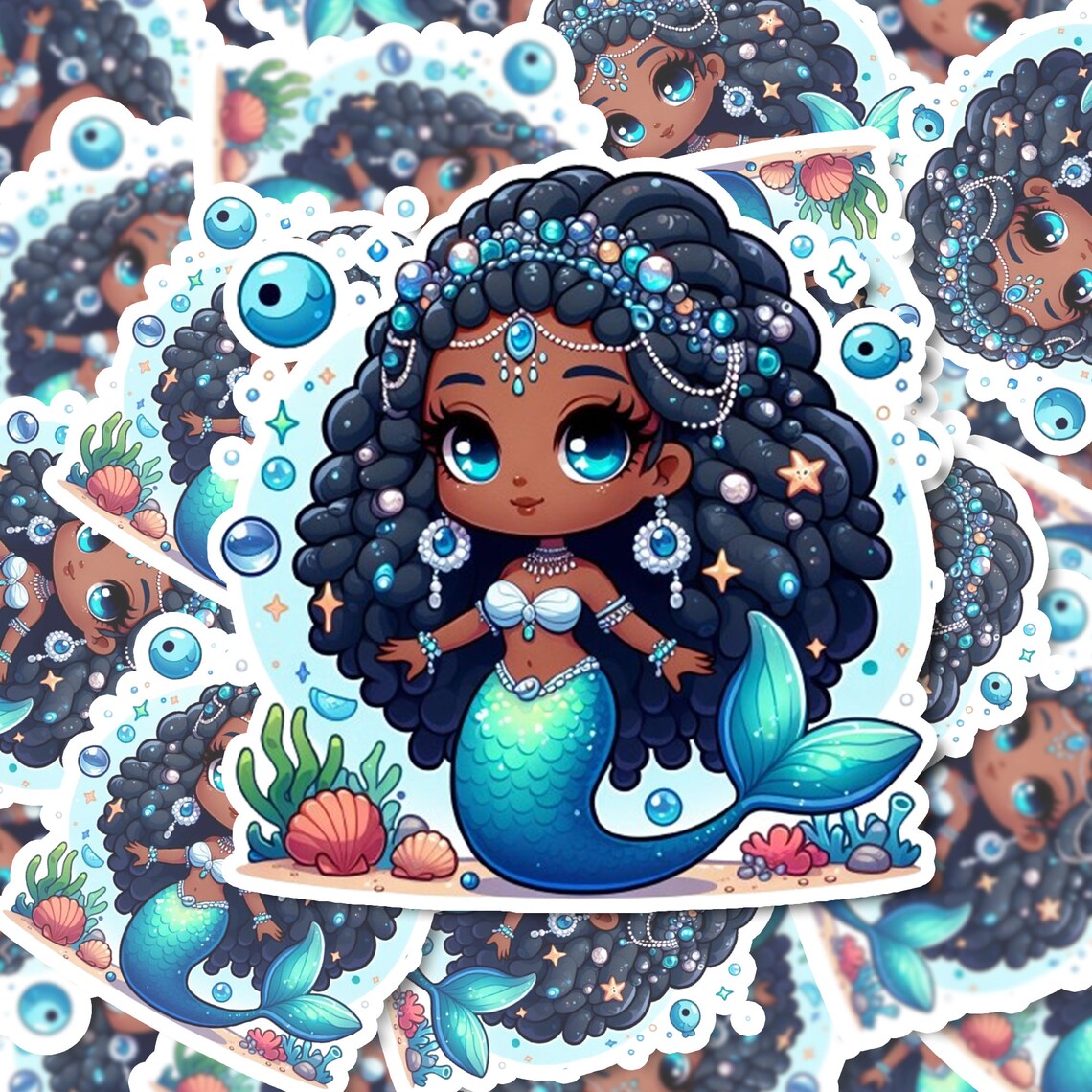 Yemaya Chibi Sticker, Ocean Goddess Decal, Water Deity Design, Cute ...
