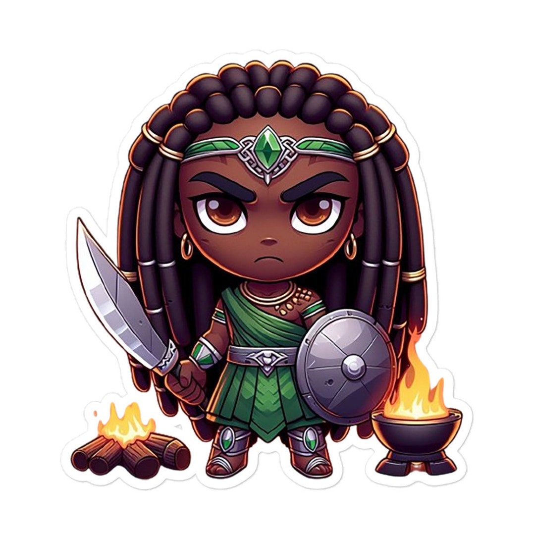 Ogun Chibi Orisha Sticker, African Deity Decal, Spiritual Art ...