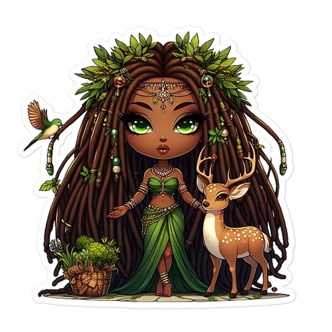 Aja Chibi Orisha Sticker, Afrocentric Decal, Yoruba Deity Art, Orisha ...