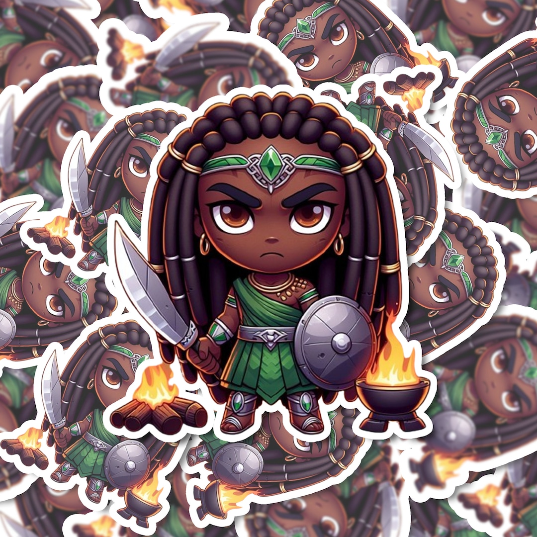 Ogun Chibi Orisha Sticker, African Deity Decal, Spiritual Art ...