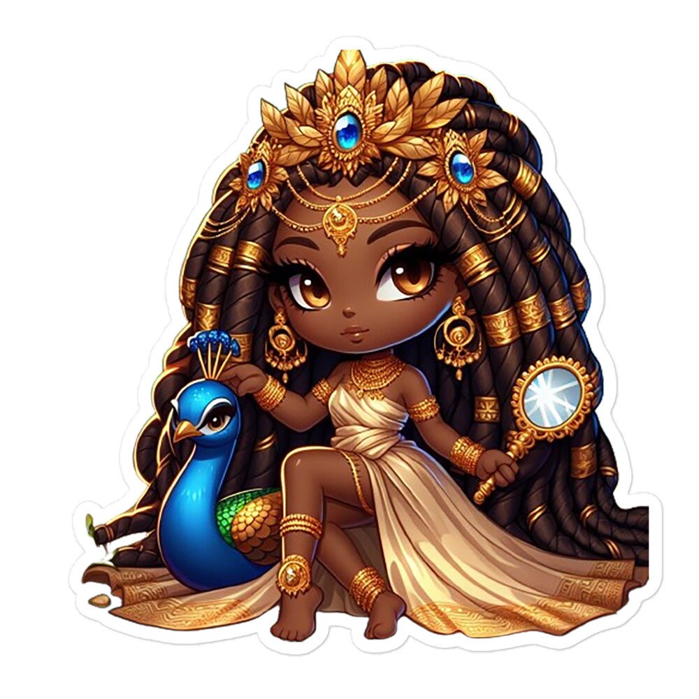 Oshun Chibi Sticker, African Goddess Decal, Laptop Decal, Water-resistant Sticker, Afrocentric ...