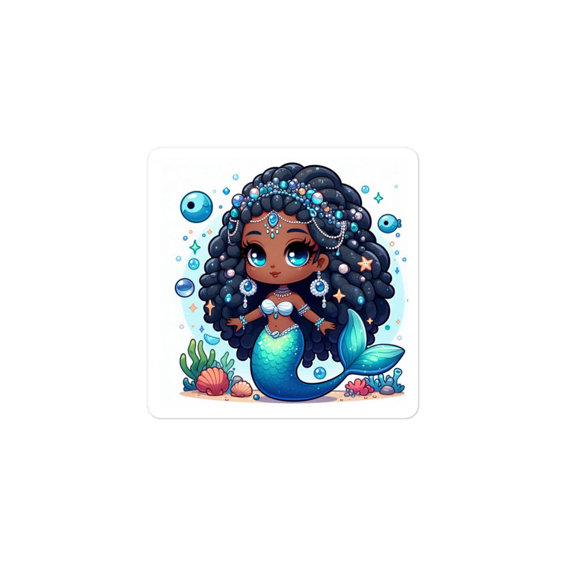 Yemaya Chibi Sticker, Ocean Goddess Decal, Water Deity Design, Cute ...
