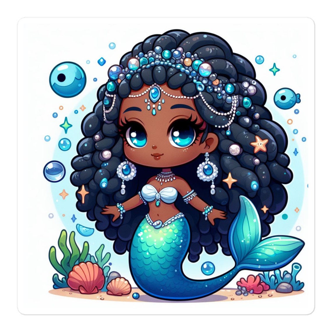 Yemaya Chibi Sticker, Ocean Goddess Decal, Water Deity Design, Cute ...
