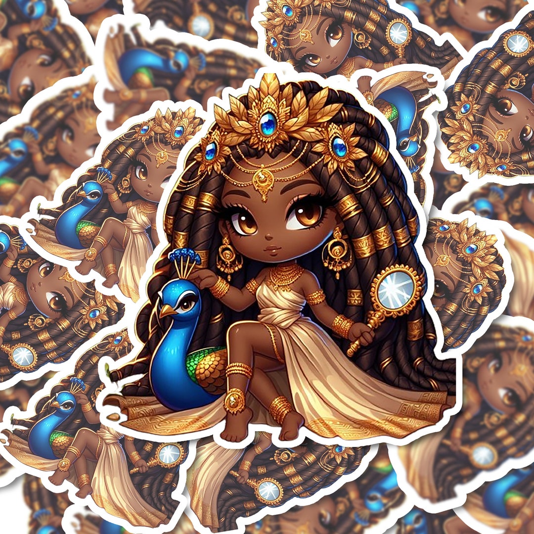 Oshun Chibi Sticker, African Goddess Decal, Laptop Decal, Water-resistant Sticker, Afrocentric ...