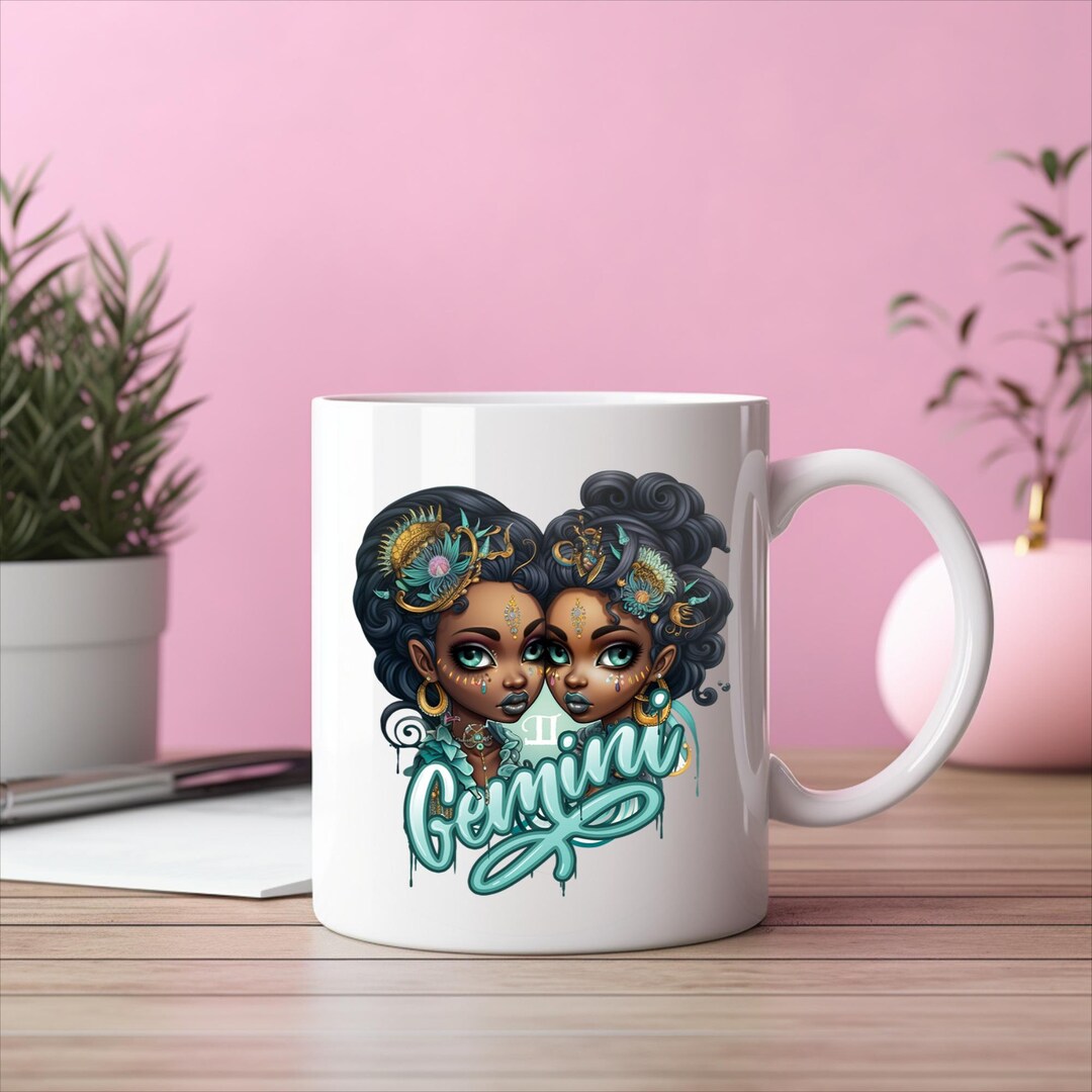 Gemini Zodiac Mug, Gemini Mug, Black Girl Gift, Astrology Coffee Cup ...