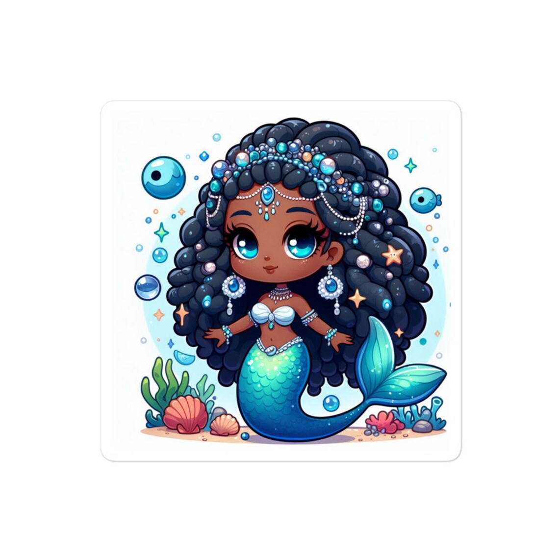 Yemaya Chibi Sticker, Ocean Goddess Decal, Water Deity Design, Cute ...
