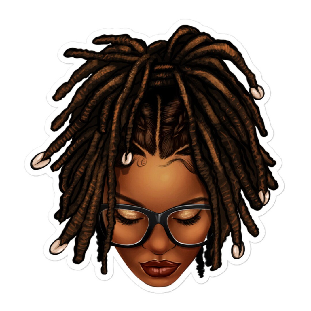 Afro Locs Messy Bun Sticker, Natural Hair Sticker, Bun Hairstyle ...