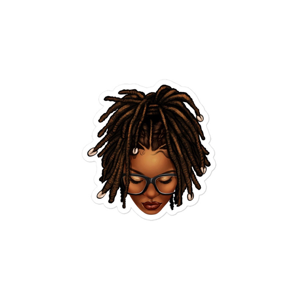 Afro Locs Messy Bun Sticker, Natural Hair Sticker, Bun Hairstyle ...