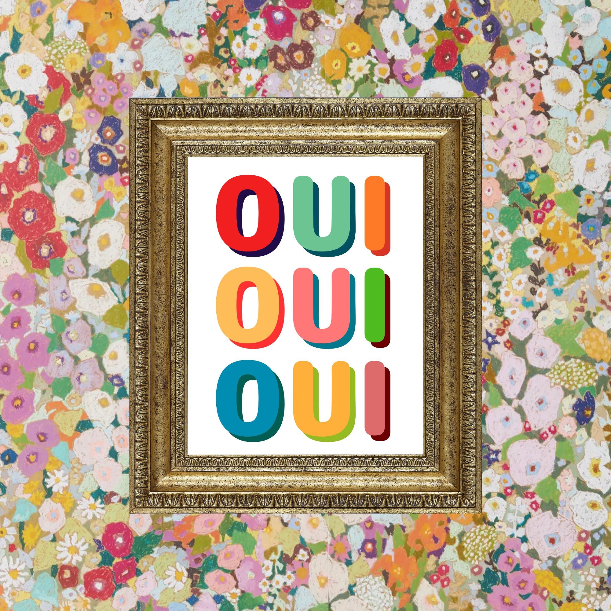 OUI OUI OUI Digital Download, Printable Art, Colorful Flirty Printable ...
