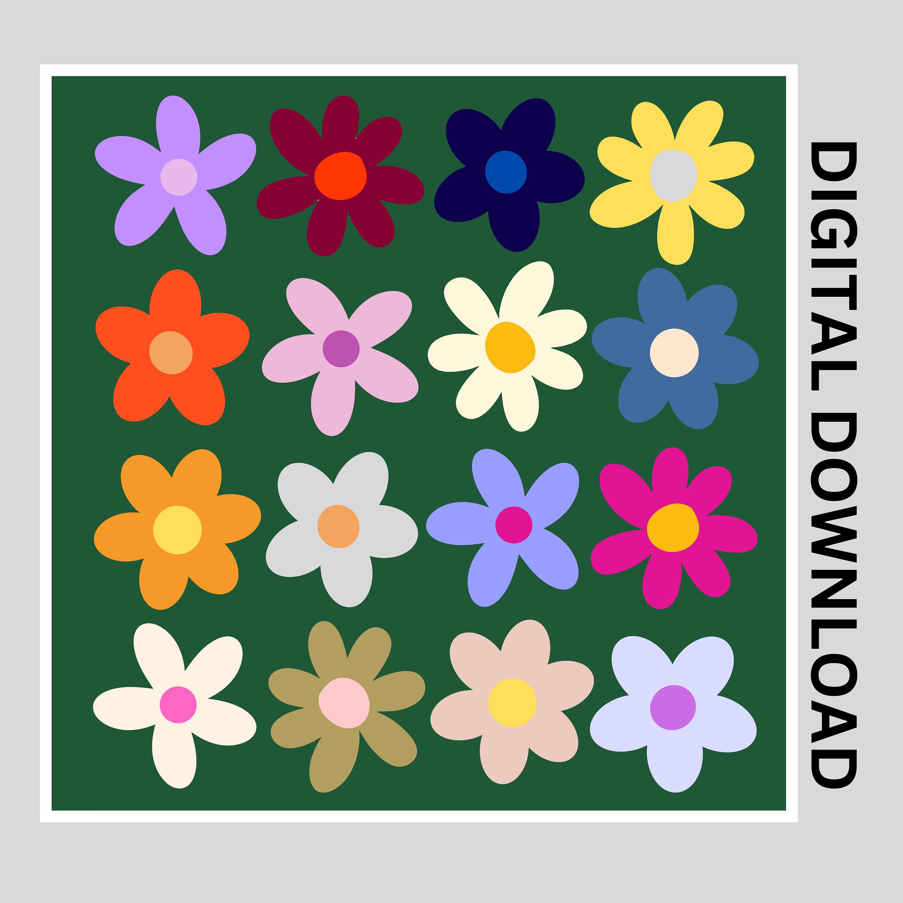 Pop Art Colorful Flower Digital Download, Printable Art, Colorful ...