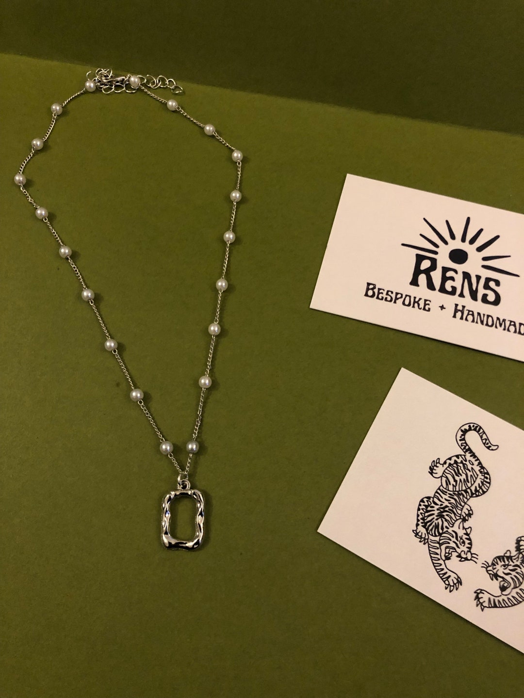 1975 Box Necklace Silver Necklace and Pearls the 1975 Inspired - Etsy