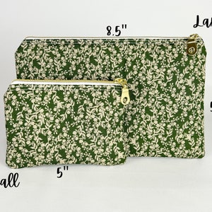 Handmade Green Floral Small Fabric Zipper Pouch, Floral Print Purse ...