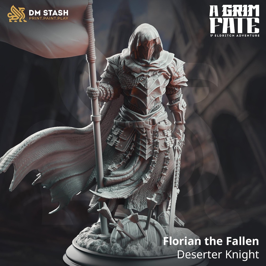 Florian the Fallen Deserter Knight Flag Bearer Grimdark Dnd Miniature ...