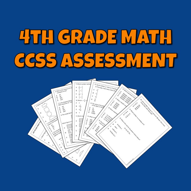 Fourth Grade Math Common Core Assessment Printable Practice Test - Etsy