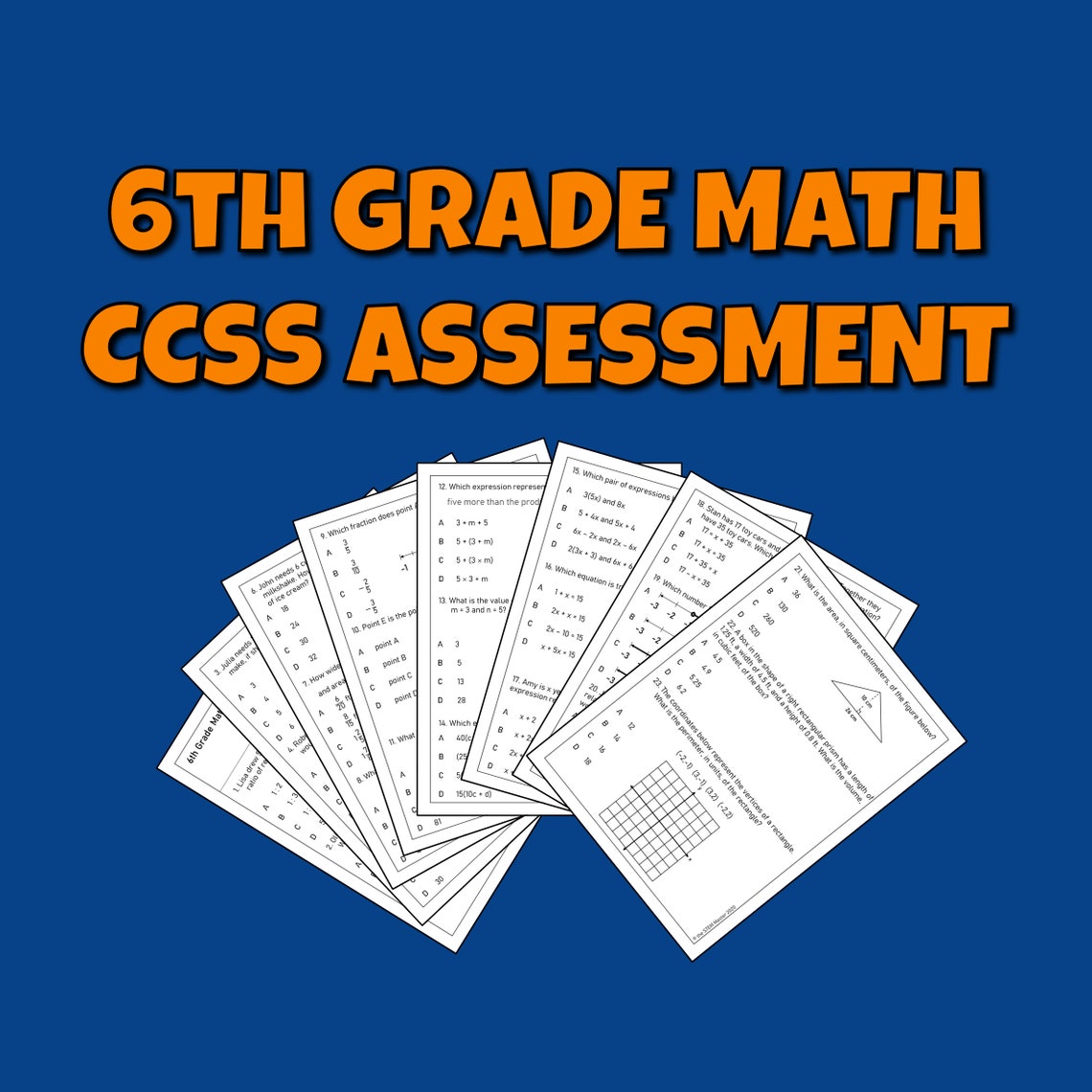 Sixth Grade Math Common Core Assessment Printable Practice Test - Etsy
