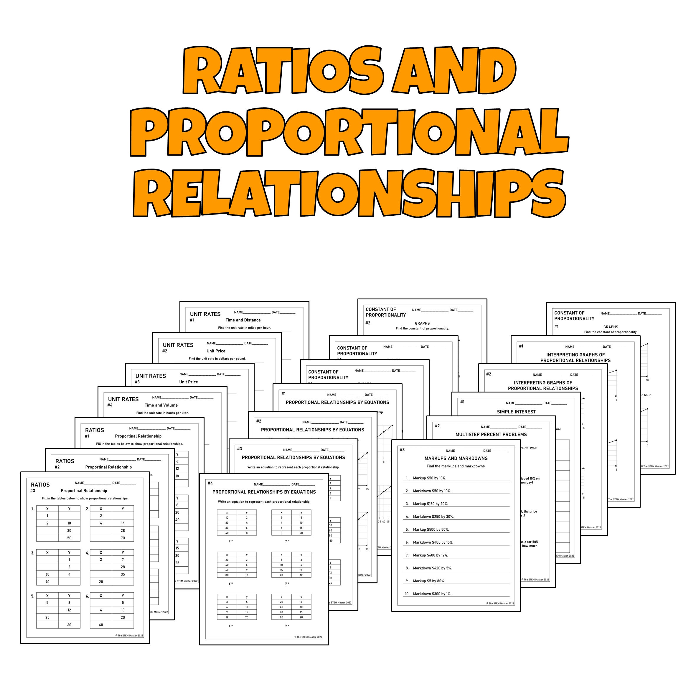 7th Grade Math Common Core Printable Practice Worksheets - Etsy