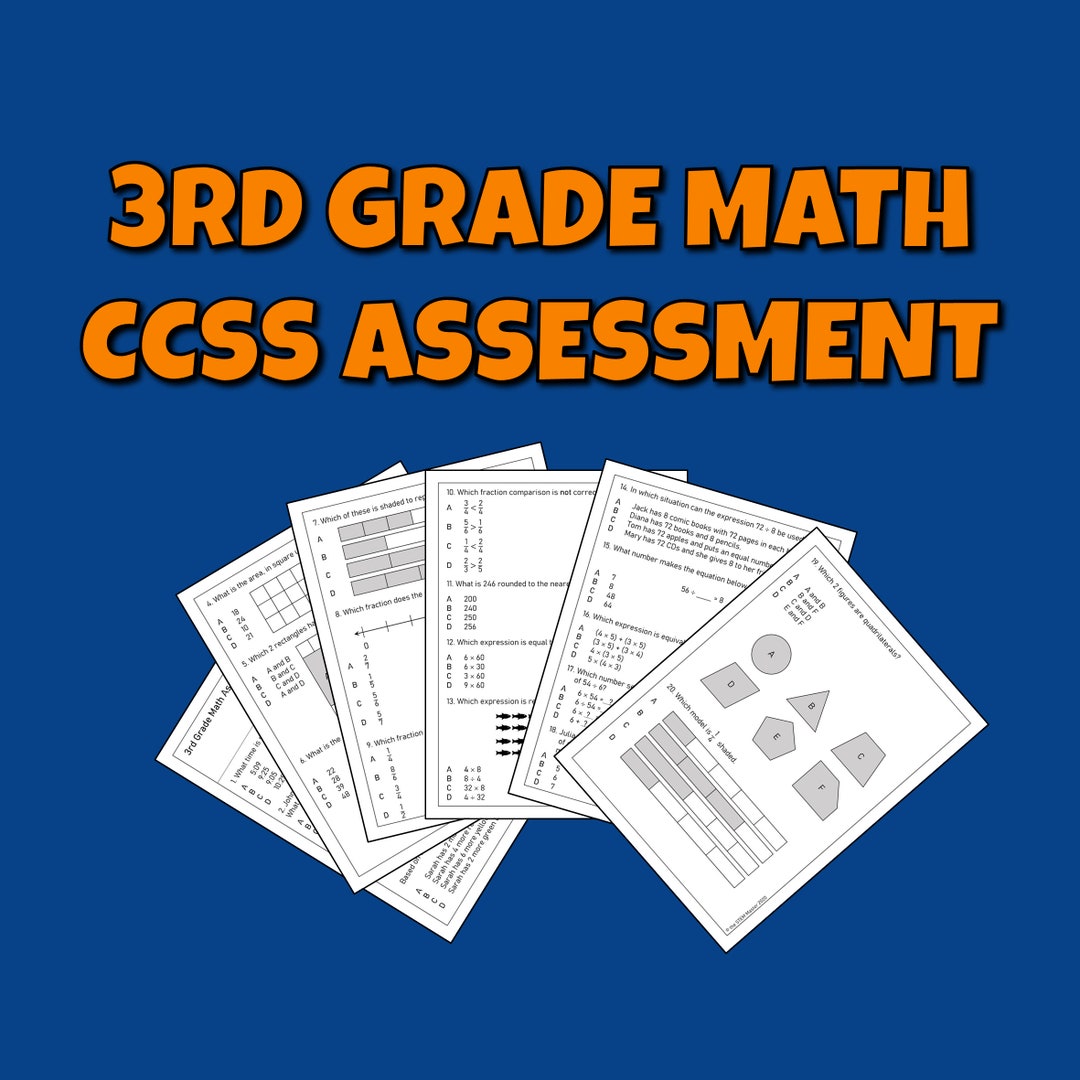 Third Grade Math Common Core Assessment Printable Practice Test - Etsy