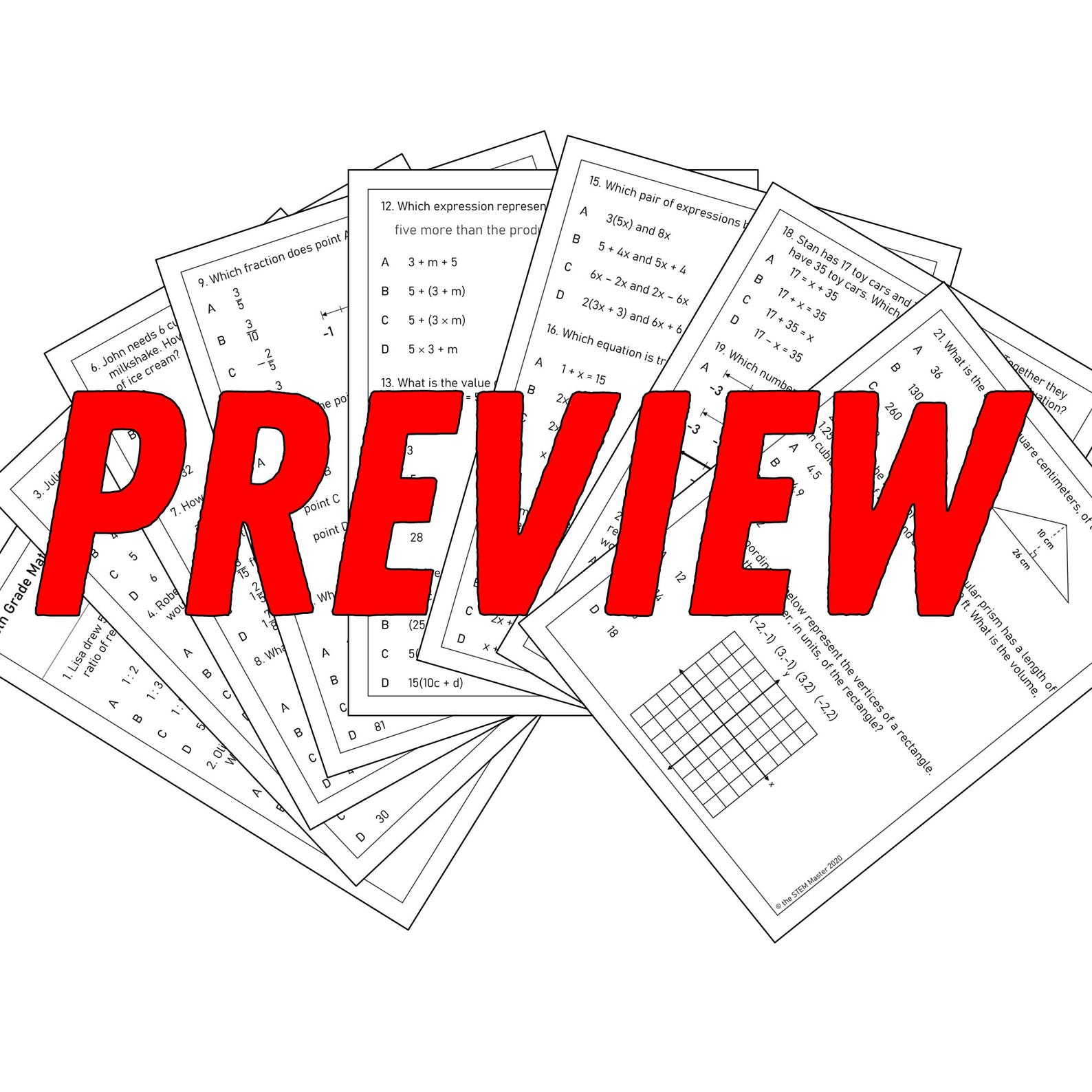 Sixth Grade Math Common Core Assessment Printable Practice Test - Etsy
