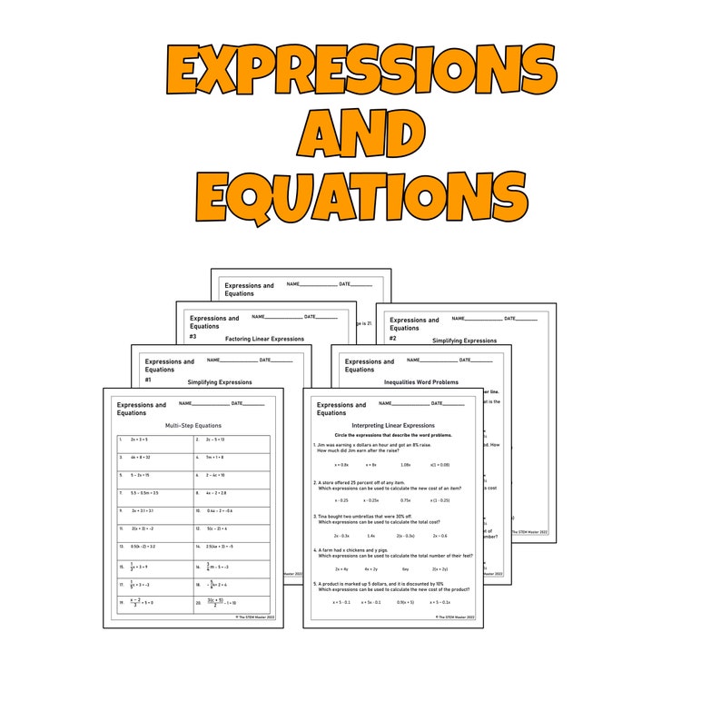 7th Grade Math Common Core Printable Practice Worksheets - Etsy