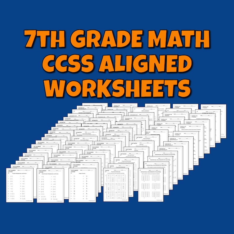 7th Grade Math Common Core Printable Practice Worksheets - Etsy
