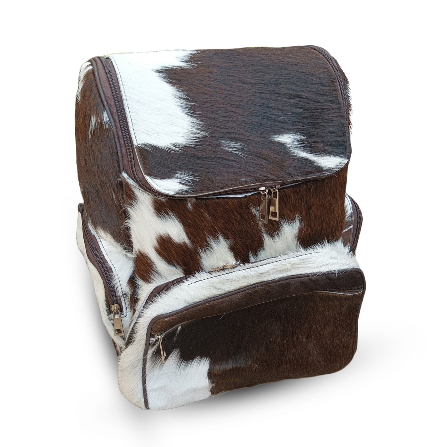 Cowhide Backpack Bag Leather Diaper Bags | Tricolor Cow Hide Rucksack ...