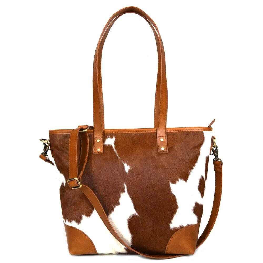Real Cowhide Tote Bag Black White Cowhide Hair on Western Women Tote ...