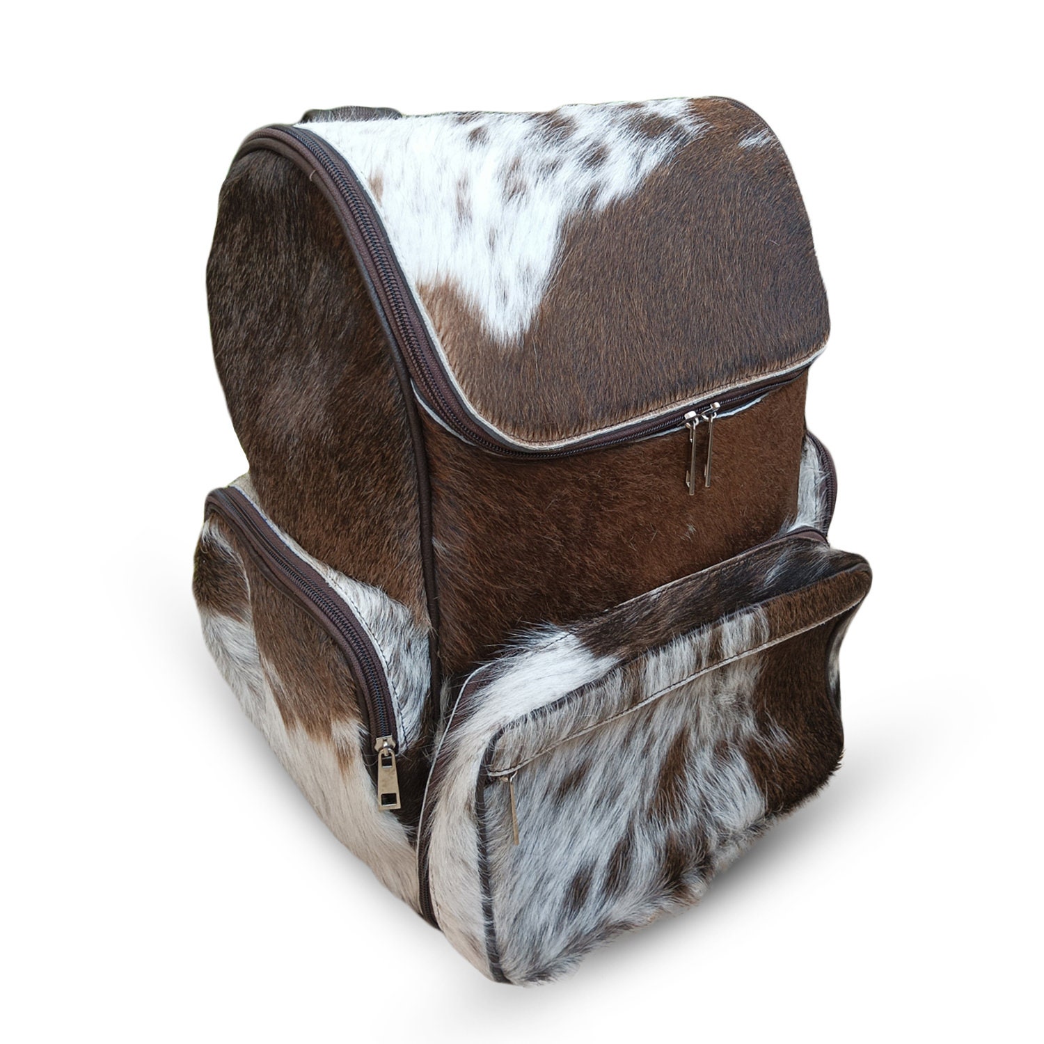 Cowhide Backpack Bag Leather Diaper Bags | Tricolor Cow Hide Rucksack ...