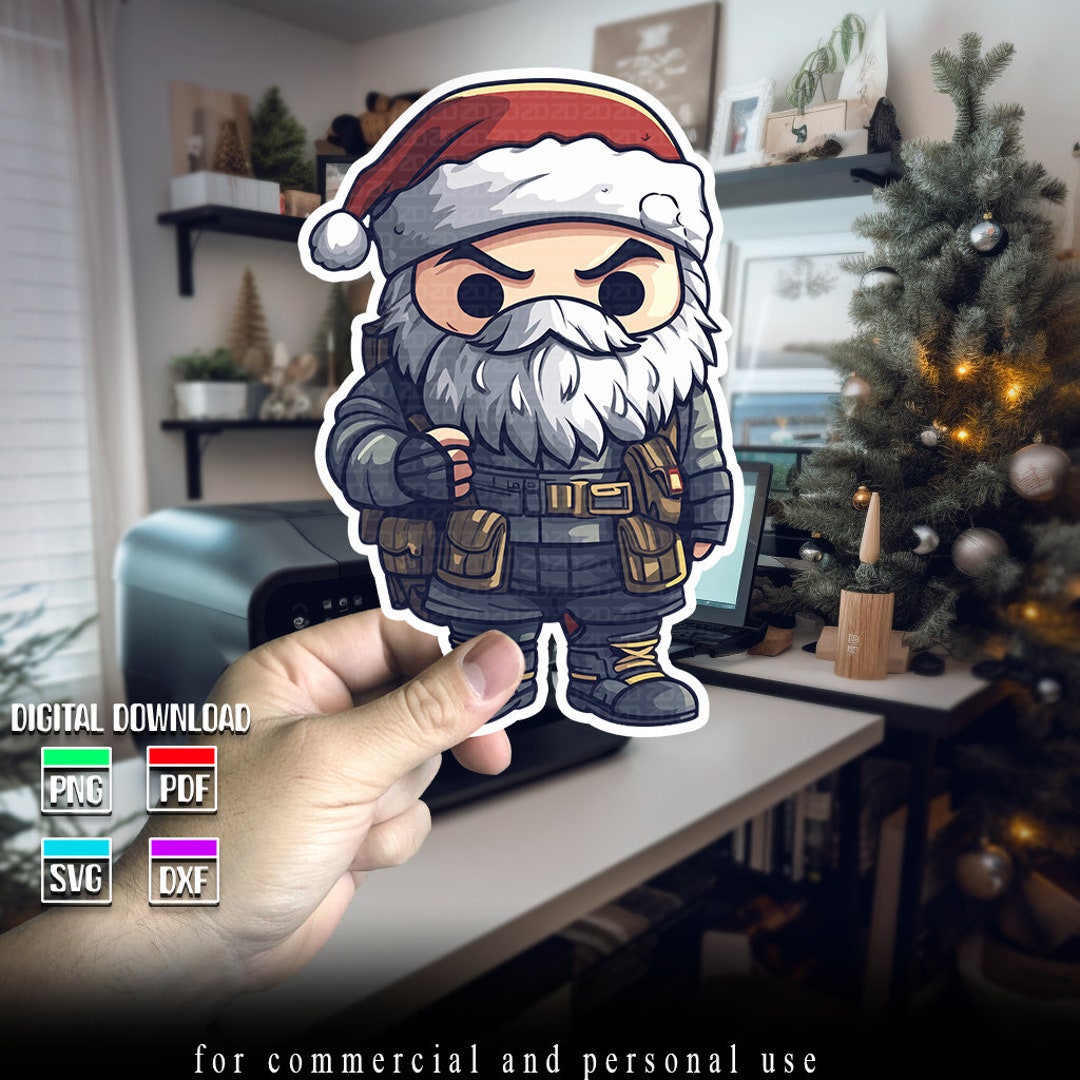 Military-style Santa SVG Graphic, Christmas PNG, Cute Tactical ...