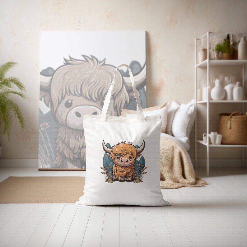 Highland Cow With Fluffy Fur Cute Highland Cow Adorable Cattle Clip Art ...