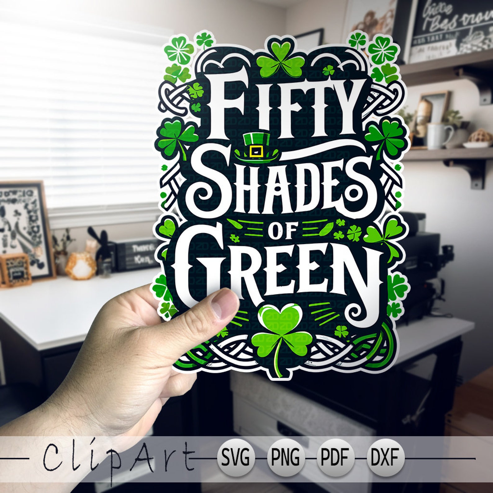 St Patricks Day SVG: Fifty Shades of Green Shamrock (digital Download ...