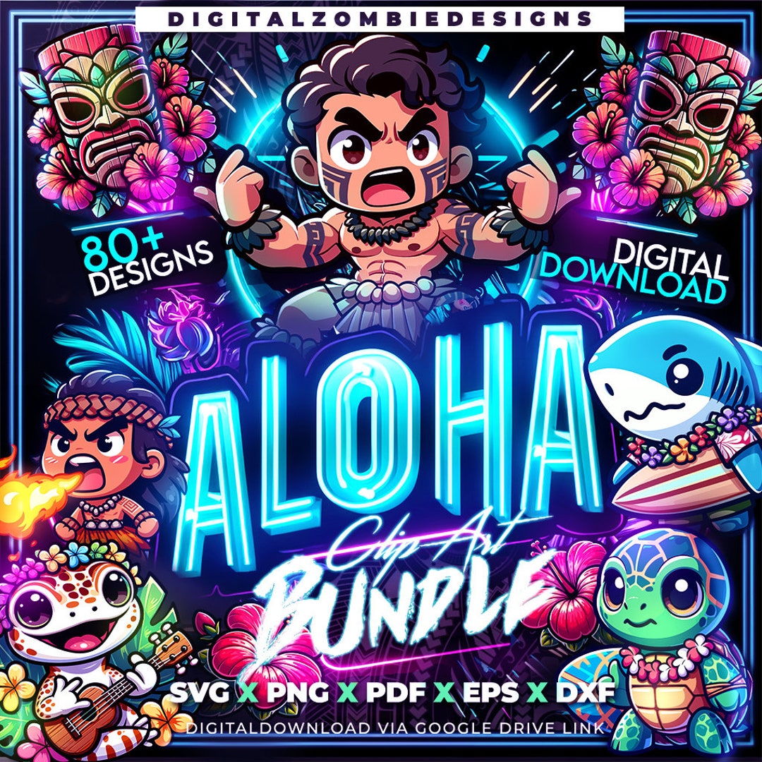Aloha Svg Clipart the Ultimate Hawaiian Luau Clipart Bundle: Tropical ...
