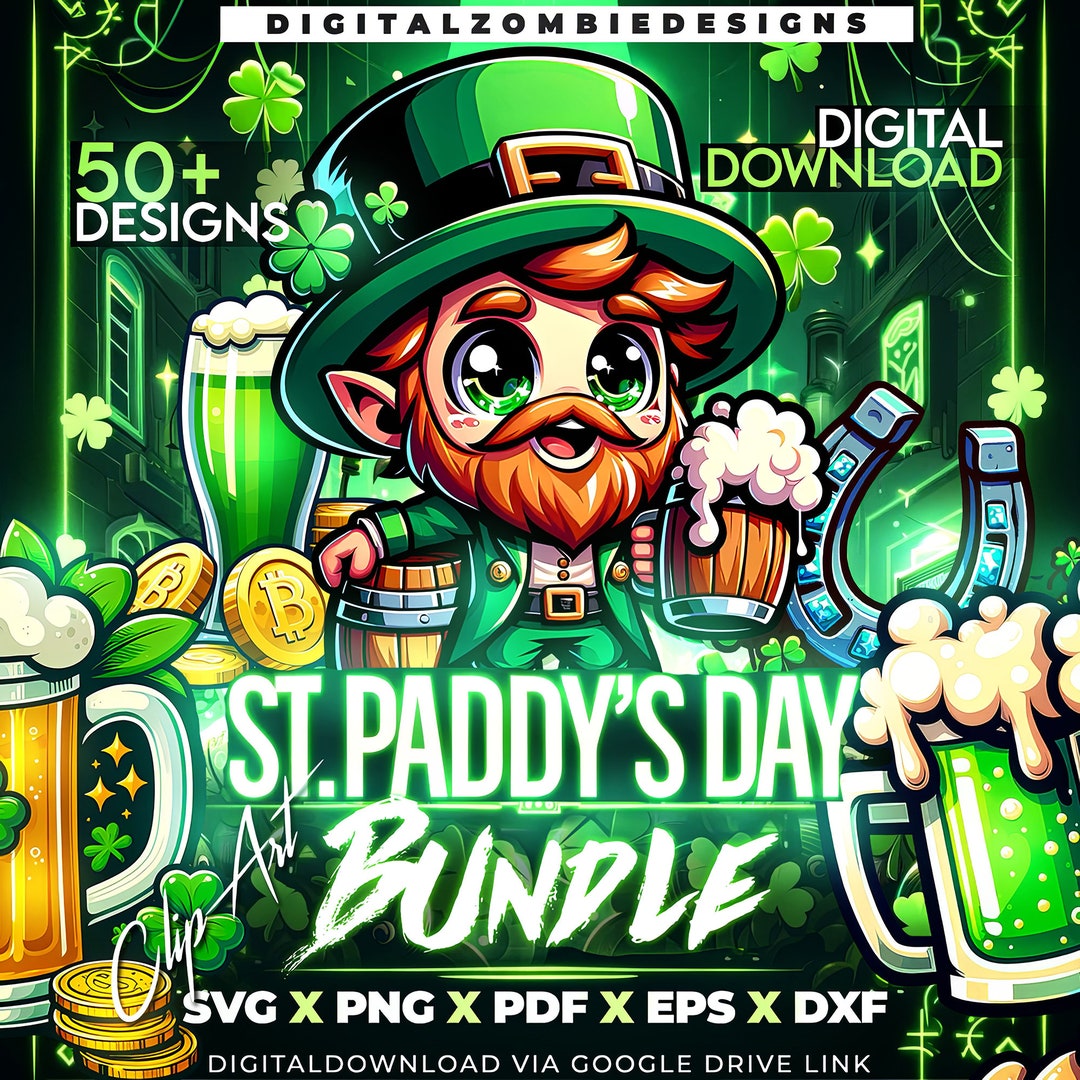 St. Patrick's Day SVG Clipart Bundle: Leprechaun, Shamrock (digital ...