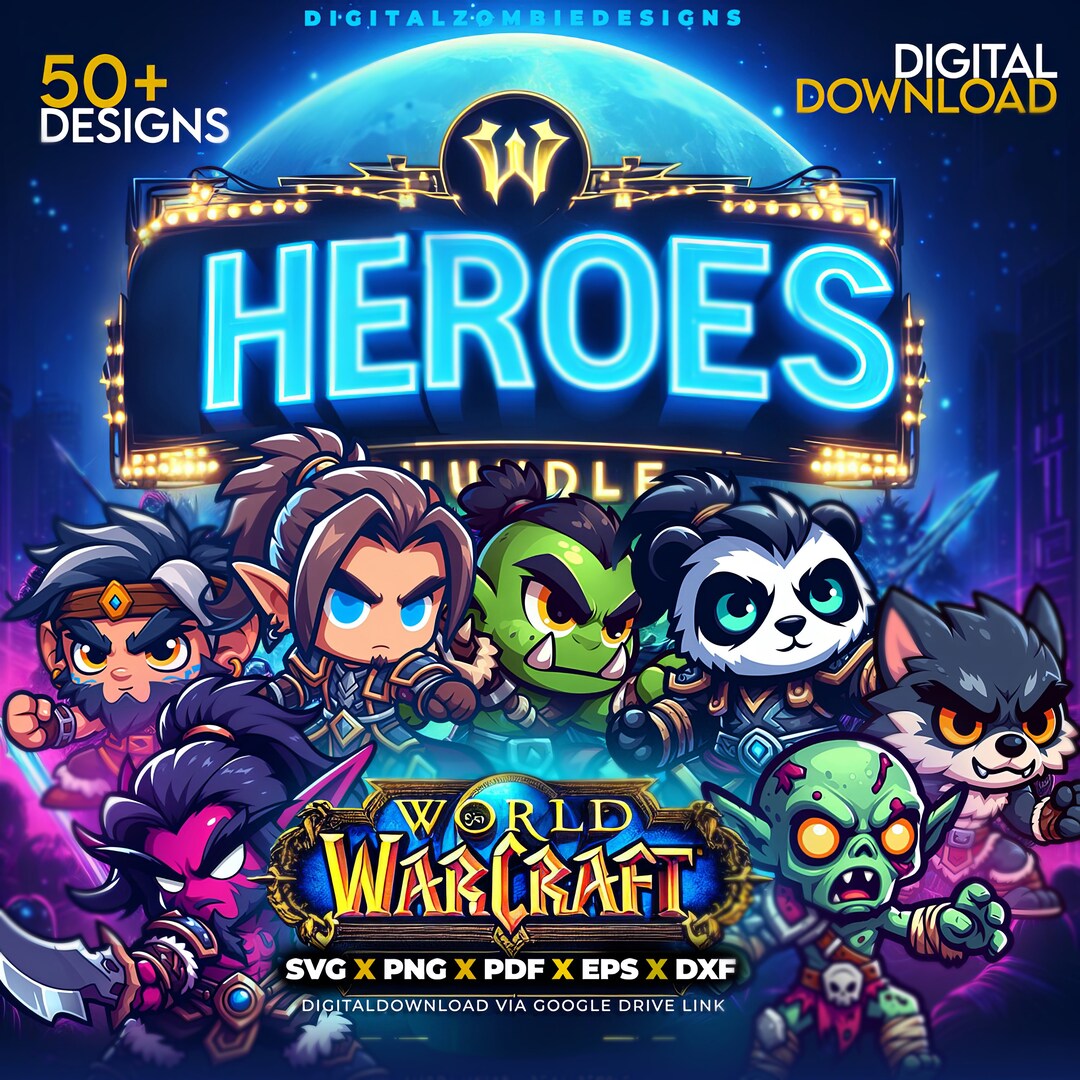 World of Warcraft Svg Clipart Bundle Orcs Night Elf Paladin RPG Digital ...