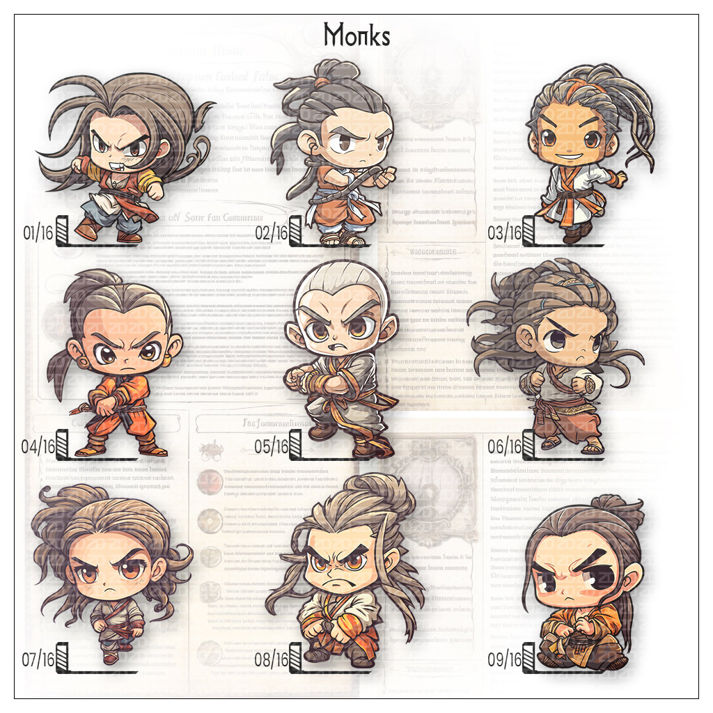 Dnd Character Clipart Bundle: Barbarian, Bard, Druid (digital Download ...