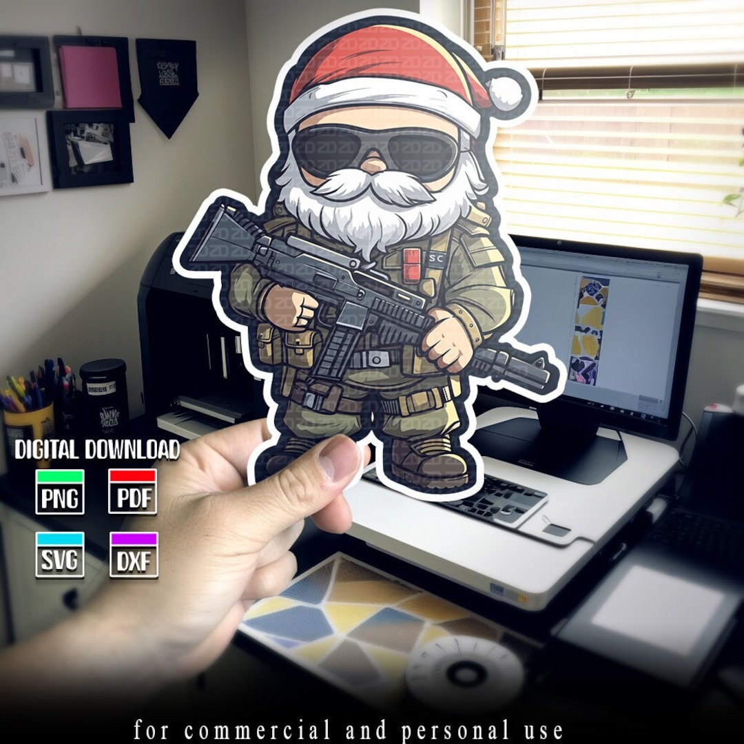 Tactical Santa Svg Xmas Clipart Christmas Png Happy - Etsy