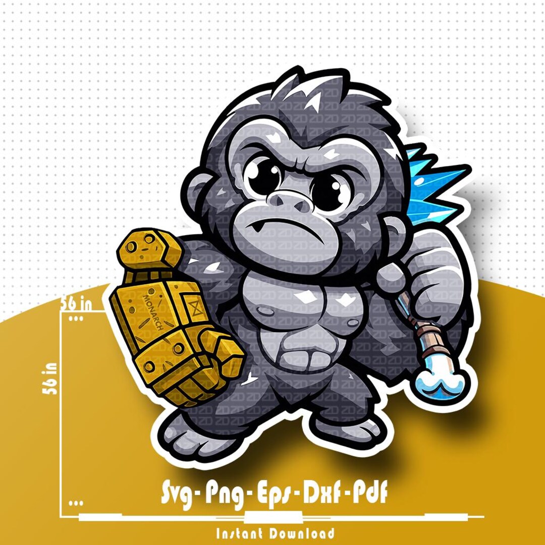 King Kong Chibi SVG Clipart for Kids Crafts, Kaiju Gorilla Vector File ...