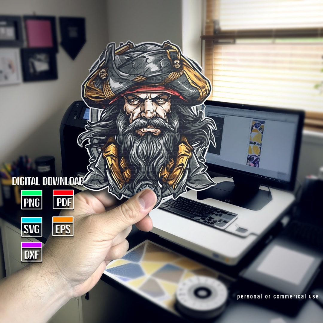 Pirate Mascot Logo Svg// Digital Download - Buccaneer Emblem for ...