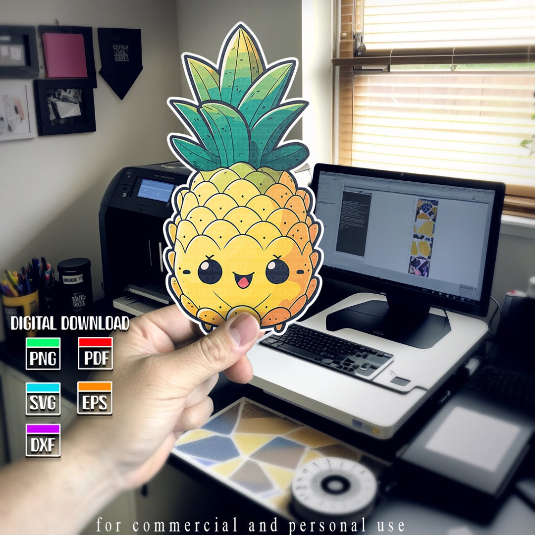 Adorable Pineapple in Kawaii Style Svg, Chibi Pineapple,sweet Fruit ...