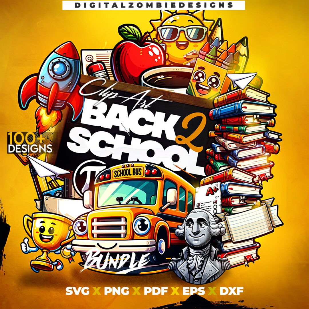 Back to School Svg Clipart Bundle 100 Days Png Pack First Day - Etsy