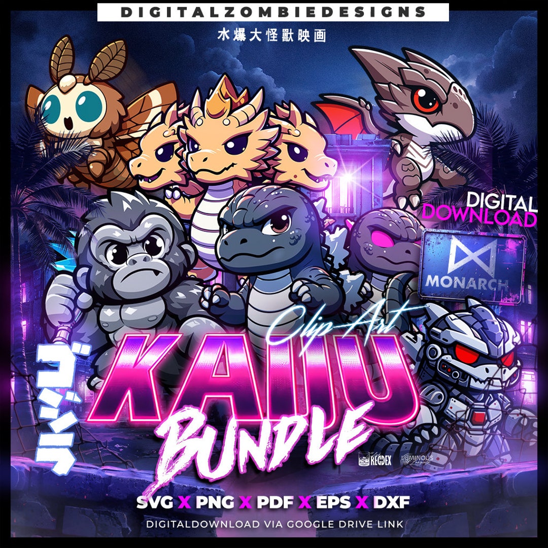 Godzilla Svg Clipart Bundle, Chibi Kaiju Svg, King of All Monsters, - Etsy