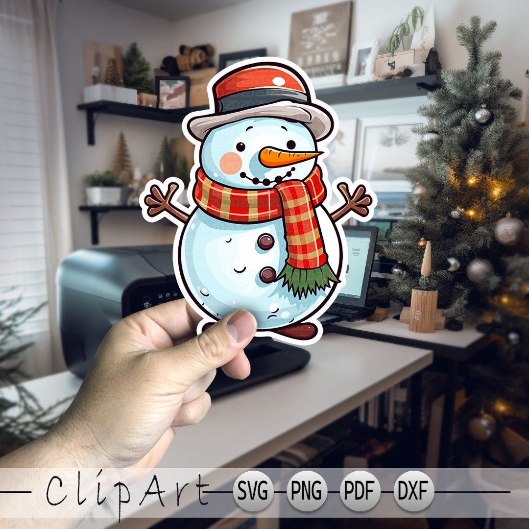 Cute Winter Wonderland Snowman SVG Clip Art - Adorable Christmas Design ...