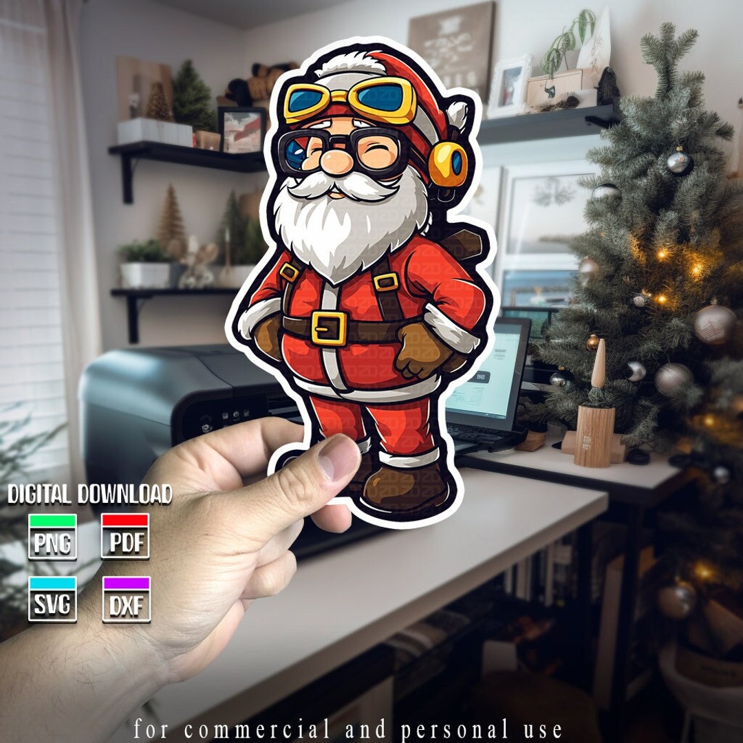 Pilot Santa Claus SVG: Christmas Clipart, Cricut Cut File - Etsy