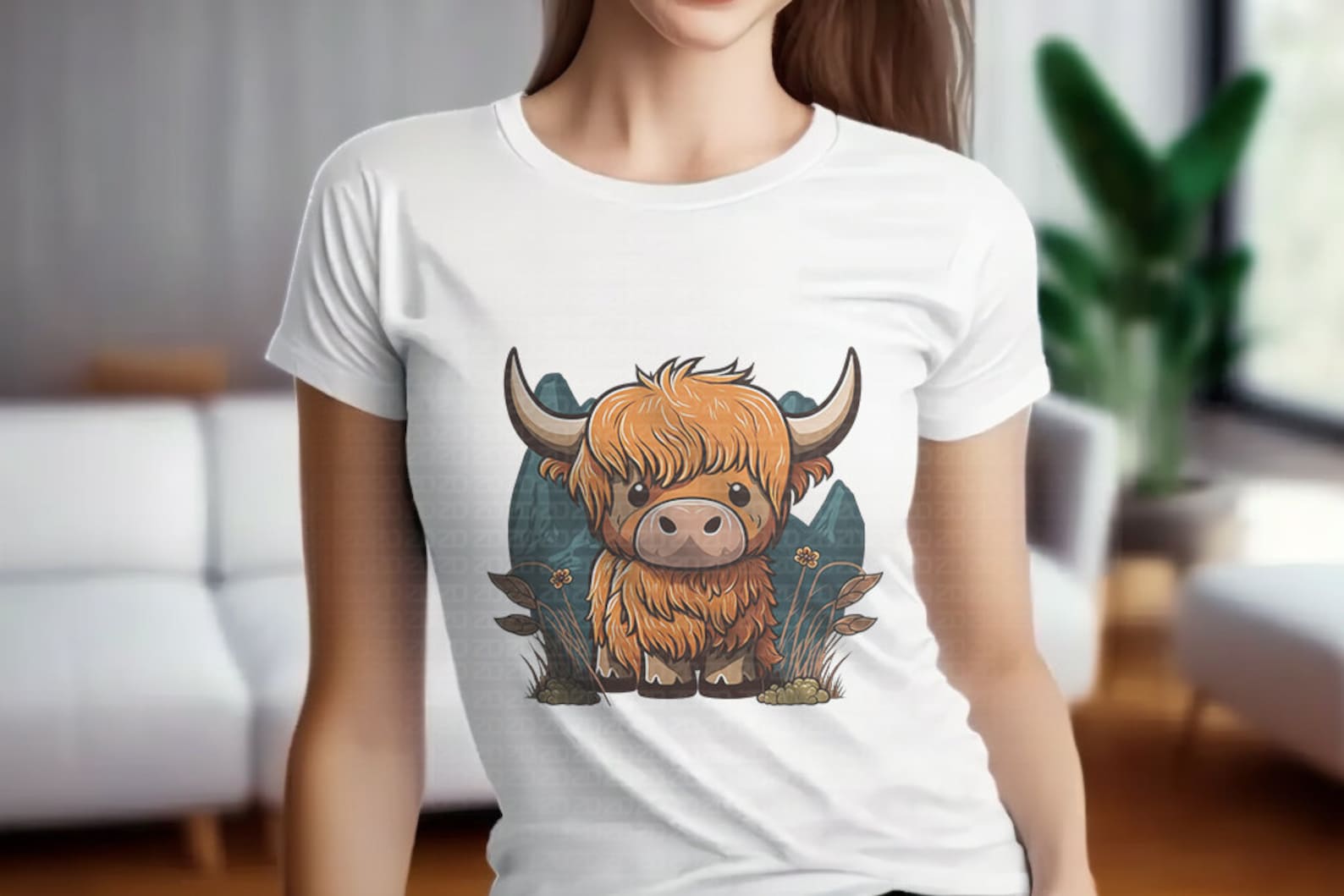 Highland Cow With Fluffy Fur Cute Highland Cow Adorable Cattle Clip Art ...