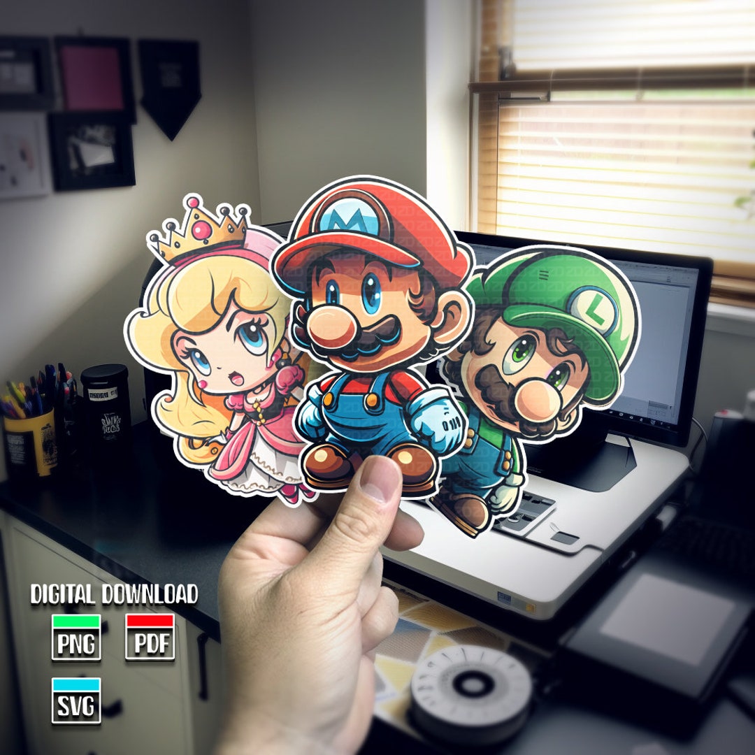 Chibi Mario Bros Bundle,luigi SVG, Super Mario SVG, Mario Birthday Svg ...