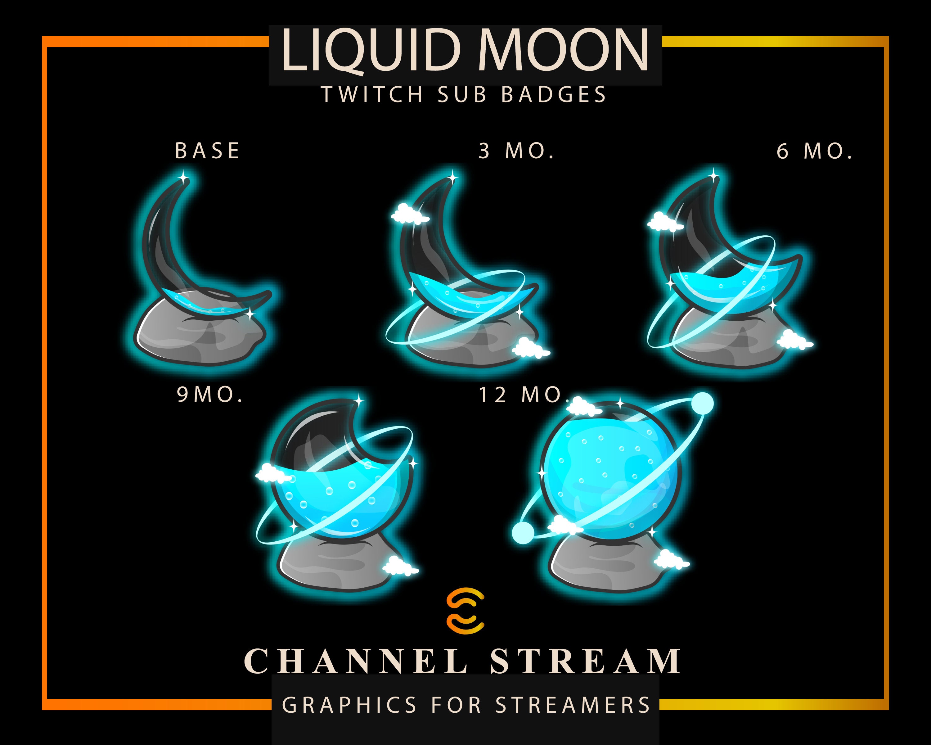 Liquid Moon Bottle Sub Badges, Moon Sub Badges, Liquid Bottle Sub ...