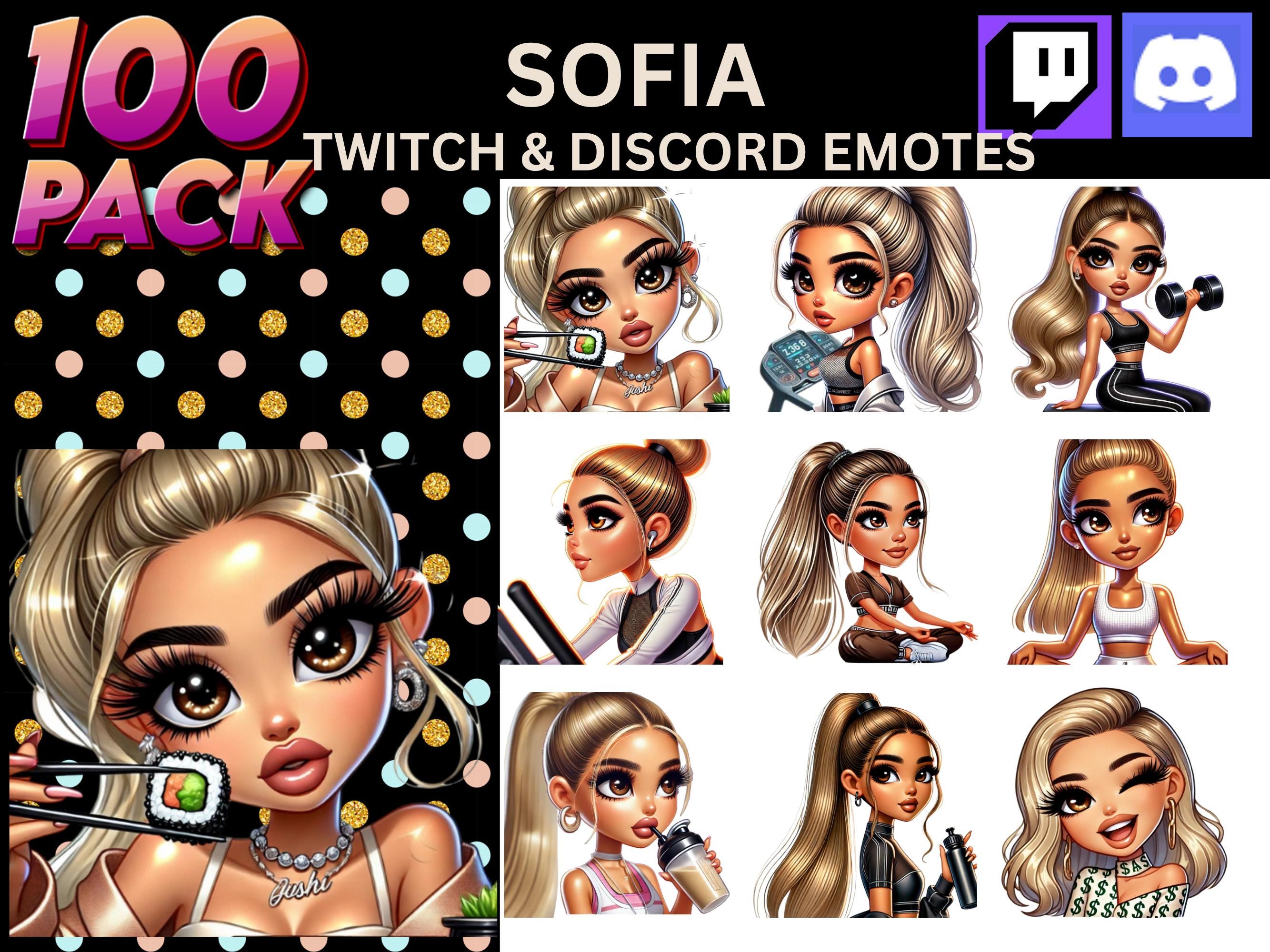 100 Female Emotes Girl Emote Twitch Discord Kick Sub Bit Badges Emojis ...